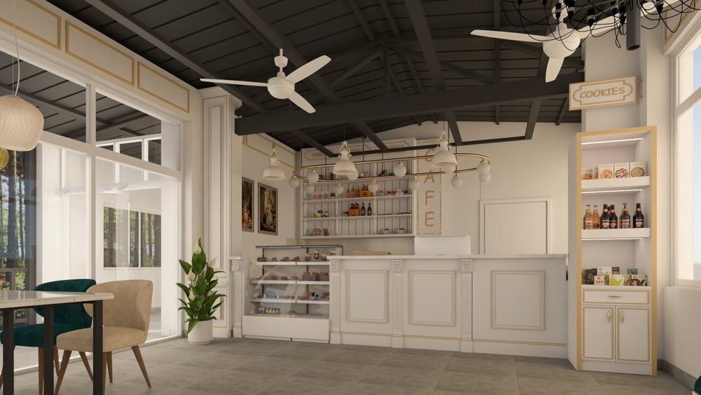 Yercaud Café: Where White, Gold, and Nature Converge - January Designs