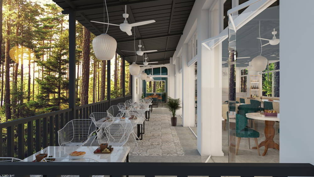 Yercaud Café: Where White, Gold, and Nature Converge - January Designs